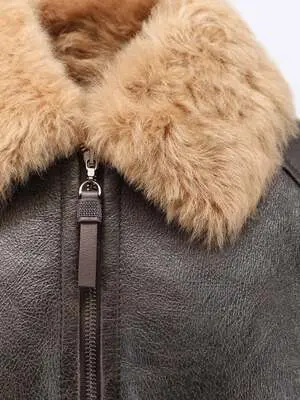 Brunello Cucinelli Leather Jacket With Shearling Collar