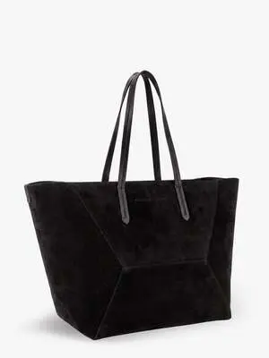 Brunello Cucinelli Bc Duo Suede Shoulder Bag With Engraved Logo - Grey