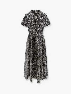 Aspesi Printed Cotton Chemisier Dress - Black