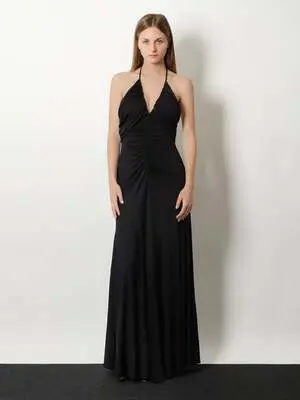 SELF-PORTRAIT Gathered Jersey Long Dress