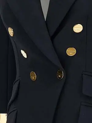 Elisabetta Franchi Double-breasted Blazer With Monogram Gold Metal Details
