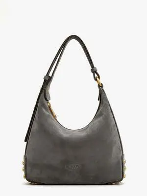 TOD'S Mini Bag Metal Dots Suede Shoulder Bag - Grey