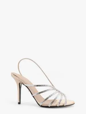 ALEVI` Star Xtal 95 Satin Sandals With All-over Crystals - Beige