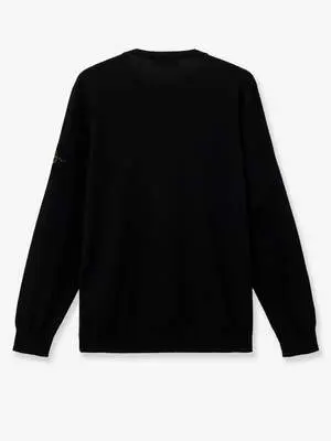 Stone Island Wool Sweater With Side Logo Patch - Black