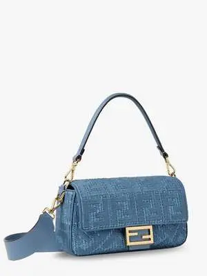 Fendi Baguette® Handbag In Raffia With All-over Ff Embroidery