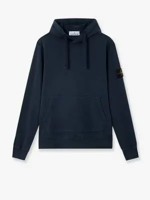 Stone Island Cotton Sweatshirt With Side Logo Patch - Blue