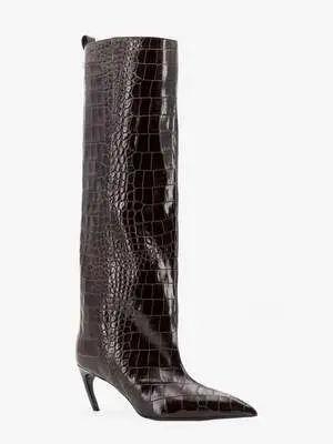 Attico Lea Croc Effect Leather Boots
