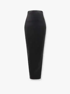 Rick Owens Dirt Pillar Long Stretch Wool Blend Skirt - Black