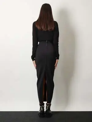 Rick Owens Dirt Pillar Long Stretch Wool Blend Skirt