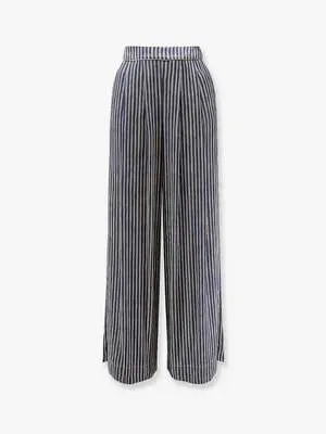BYE FIRENZE Multicolor Viscose And Rayon Trousers - Blue