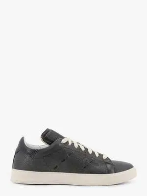 Kiton Leather Sneakers With Iconic Side Stitching - Grey