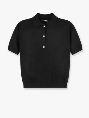 Max Mara Smmpomposa Cotton, Silk, And Cashmere Polo Shirt - Black