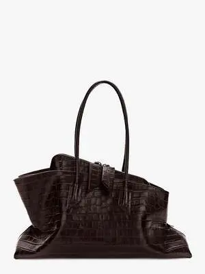 Attico La Passeggiata Medium Croc-effect Leather Shoulder Bag - Brown