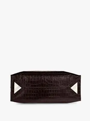 Attico La Passeggiata Medium Croc-effect Leather Shoulder Bag - Brown