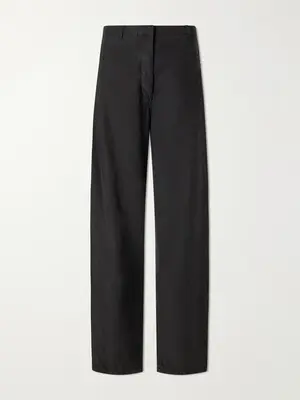 THE ROW Bayou Lyocell And Cotton-blend Tapered Pants - Black