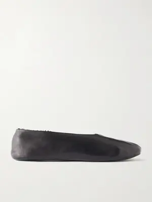 THE ROW Stella Shearling-lined Leather Ballet Flats - Black