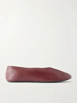 THE ROW Stella Shearling-lined Leather Ballet Flats - Red