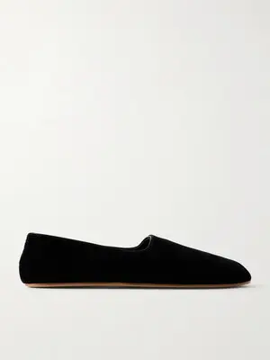 THE ROW Ponti Velvet Slippers - Black