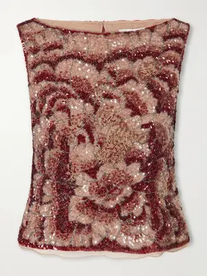 CLIO PEPPIATT Sequin-embellished Blouse - Red