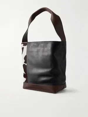 Marni Pod Leather-trimmed Cow-print Calf-hair Tote