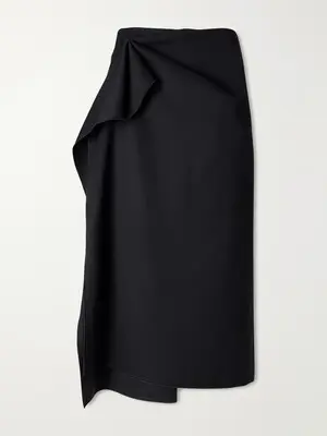 LANVIN Asymmetric Wool Midi Skirt - Black