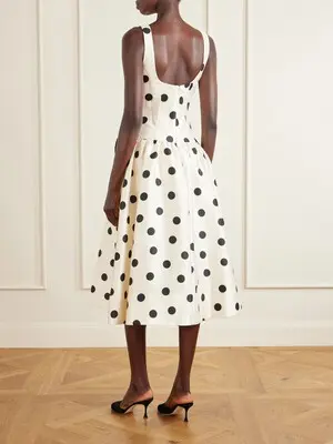 Rebecca Vallance Bacio Polka Dot Bow Detailed Midi Dress - White