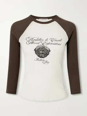 Acne Studios Printed Cotton-ribbed T-shirt - Neutrals