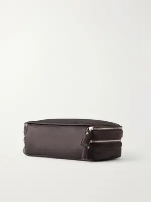 ANYA HINDMARCH Suede-trimmed Shell Cosmetics Case