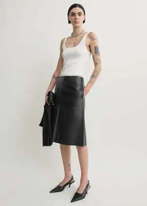 TOTEME Paneled Leather Skirt - Black