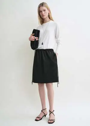 TOTEME Drawstring Satin Mini Skirt - Black