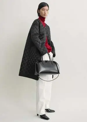 TOTEME Quilted Collarless Coat - Black