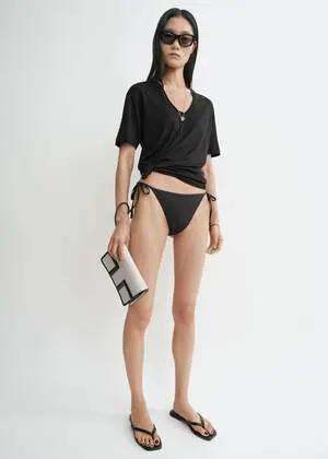 TOTEME Monogram Pointelle Bikini Bottoms - Black