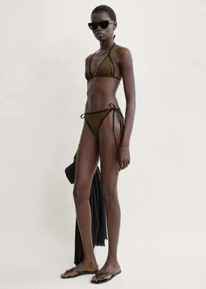 TOTEME Stripe Tie Bikini Top - Walnut