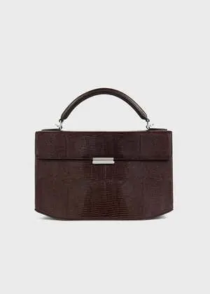 TOTEME Clip Lizard-embossed Top Handle - Brown