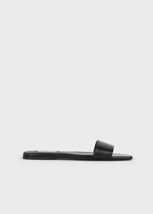 TOTEME Slim Lizard-embossed Bandeau Slides - Black