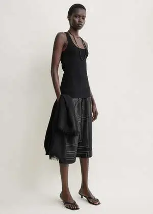 TOTEME Monogram Silk Pj Culottes - Black