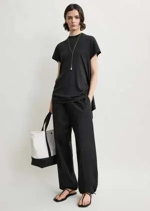TOTEME Drawstring Cotton Trousers - Black