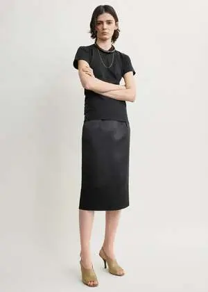 TOTEME Duchess Satin Pencil Skirt - Black