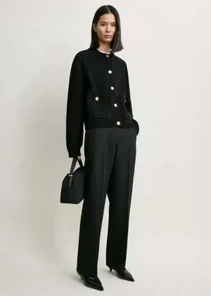 TOTEME Hammered Button Cotton Cardigan - Black