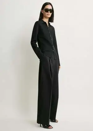 TOTEME Compact Knit Buttoned Top - Black