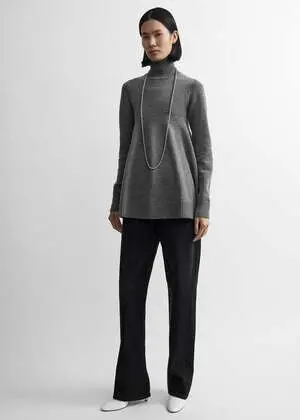 TOTEME Wool Turtleneck Top - Grey Melange