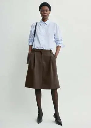 TOTEME Tailored Pleat Skirt - Bark