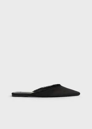 TOTEME Frayed Satin Lounge Slippers - Black