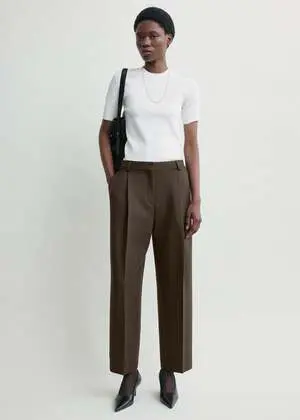 TOTEME Pleated Straight Trousers - Bark