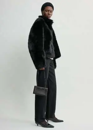 TOTEME Silky Shearling Jacket - Black