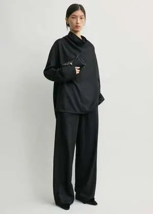 TOTEME Funnel-neck Flannel Top - Black