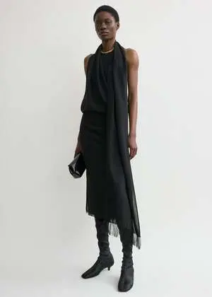 TOTEME Fringed Scarf Dress - Black