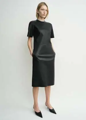 TOTEME Leather Tee Dress - Black