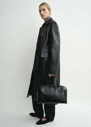 TOTEME Raglan Leather Coat - Black