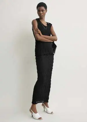 TOTEME Crinkled Knit Skirt - Black